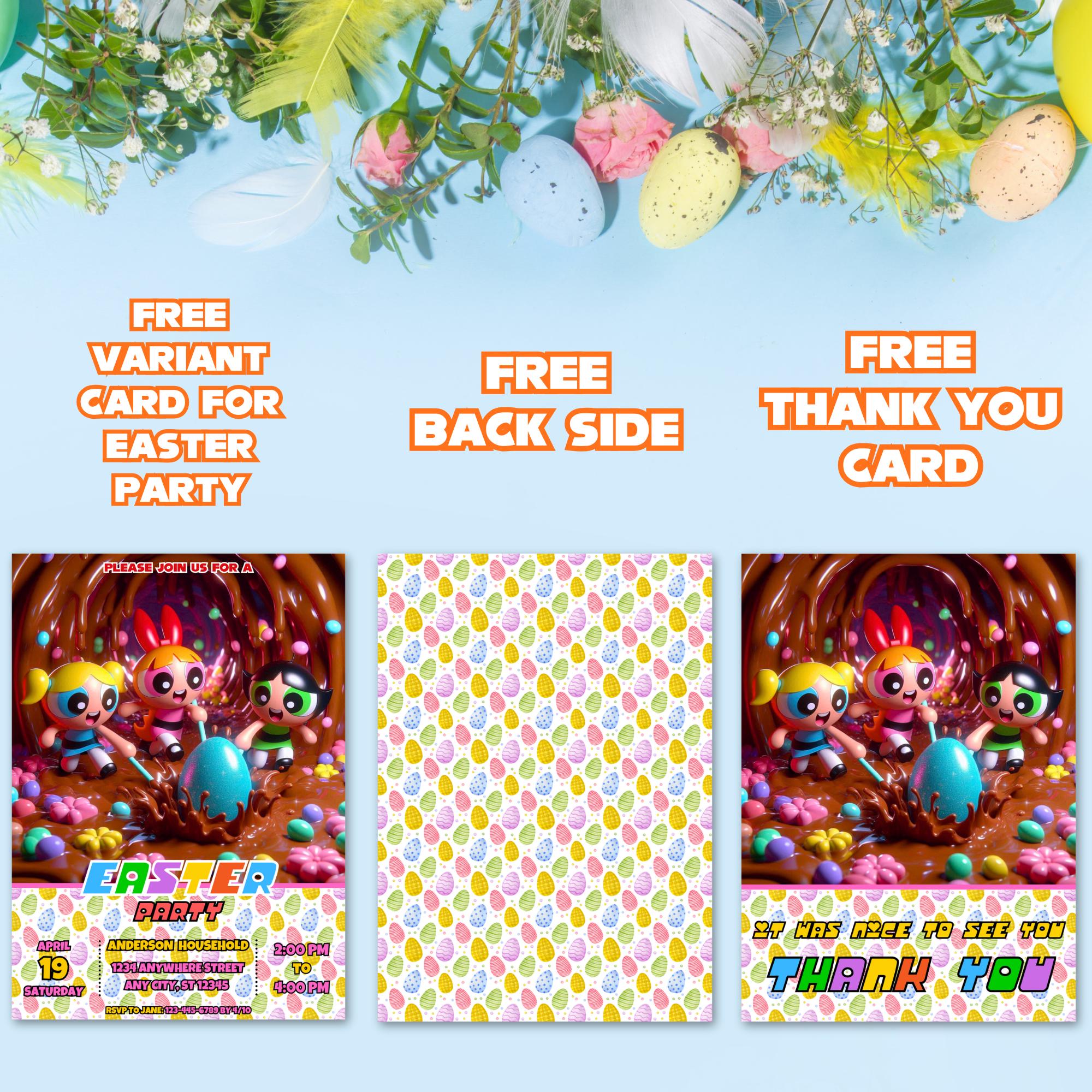 Editable Powerpuff Girls Easter Birthday Invitation | Powerpuff Girls ...