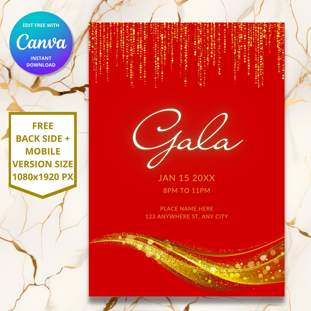 Gala Invitation, Gala Night Invitation, DIY Editable Flyer, Grand Event ...