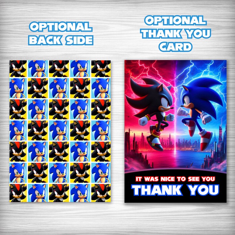 Ultimate Speed Sonic Shadow Birthday Invitation Sonic the Hedgehog ...