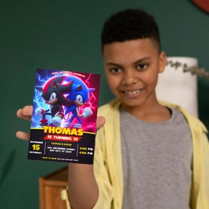 Ultimate Speed Sonic Shadow Birthday Invitation | Sonic the Hedgehog ...