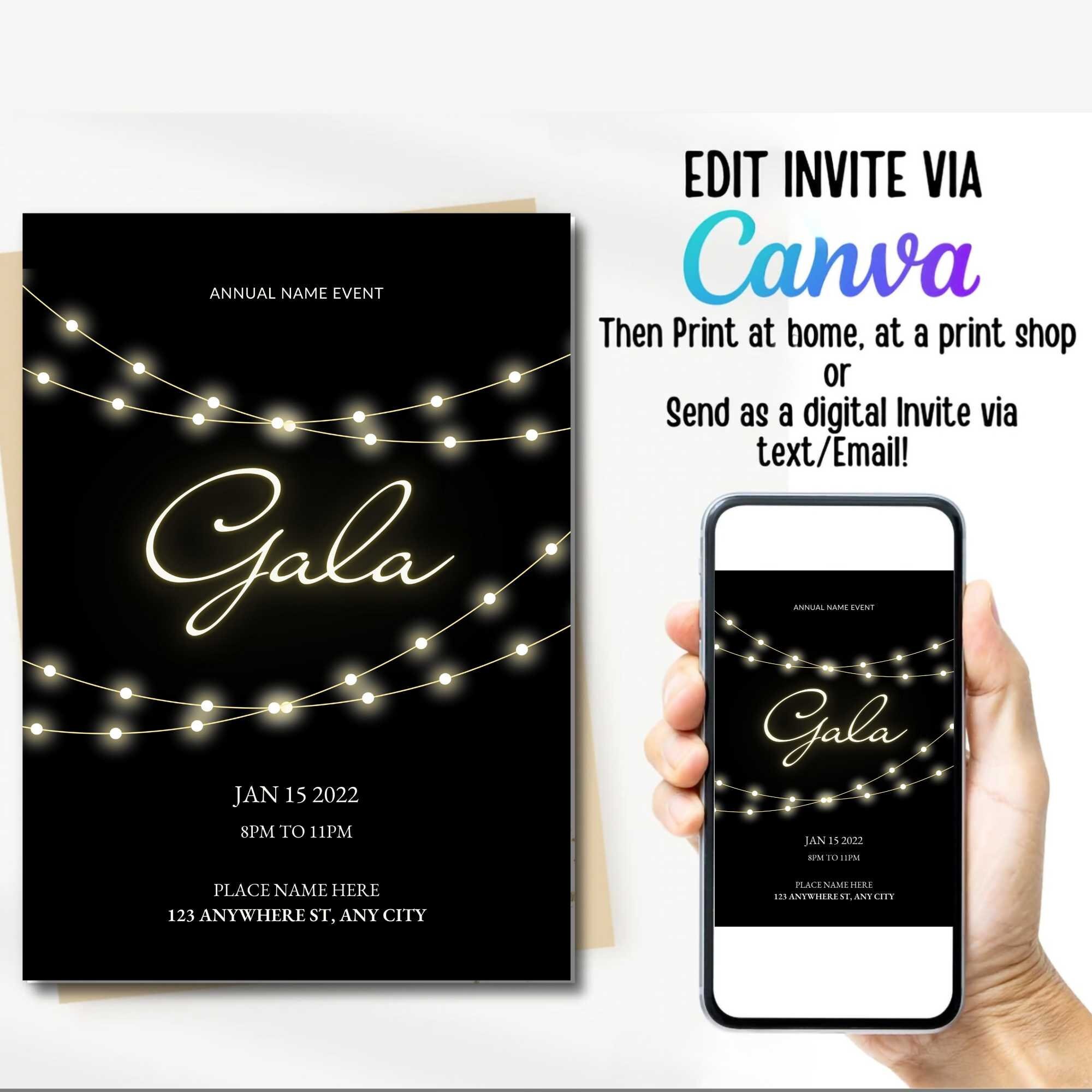 Gala Invitation,gala Night Invitation,diy Editable Flyer,grand Event ...