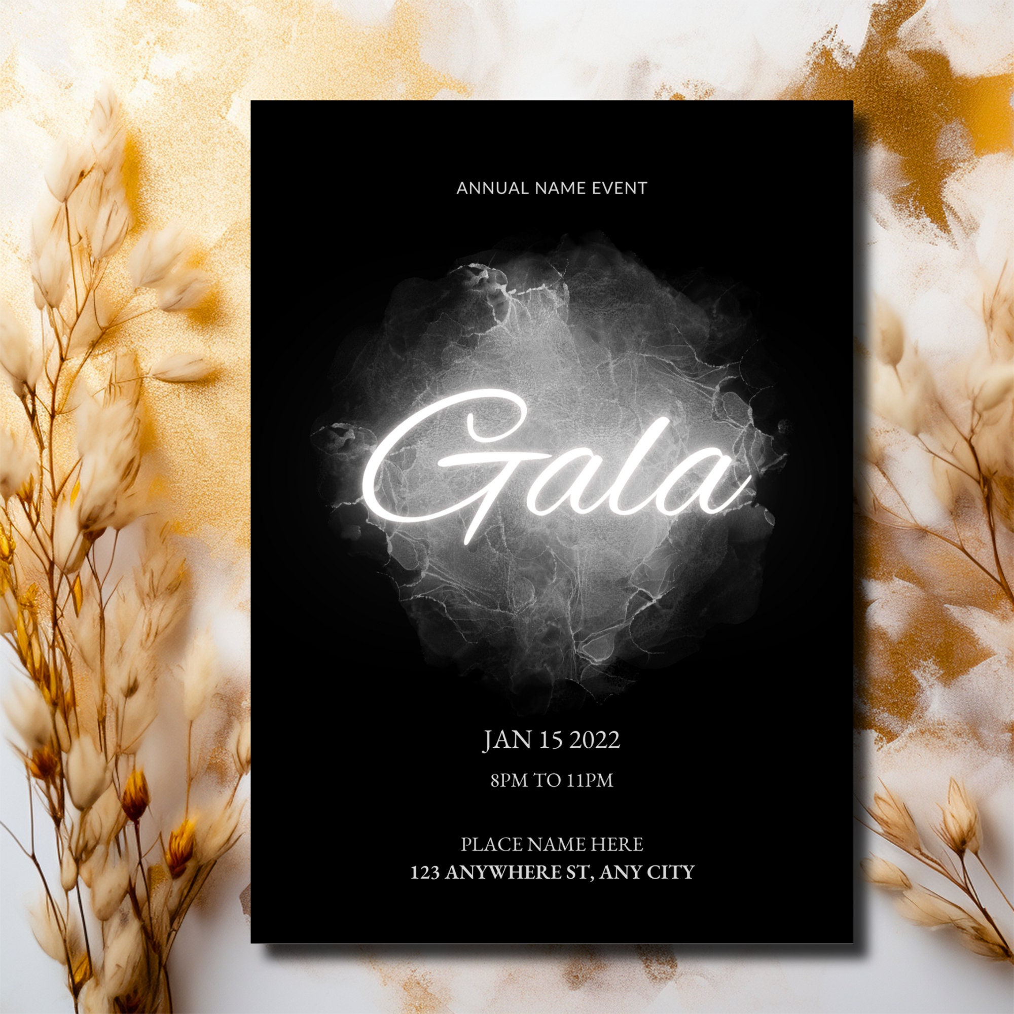 Gala Invitation, Gala Night Invitation, DIY Editable Flyer, Grand Event ...