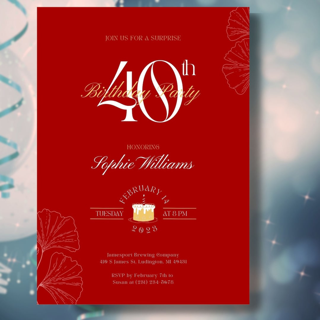 Surprise Party 40th Birthday Invitation-magical Birthday Party-digital ...