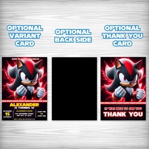 Ultimate Speed Sonic Shadow Birthday Invitation | Sonic the Hedgehog ...