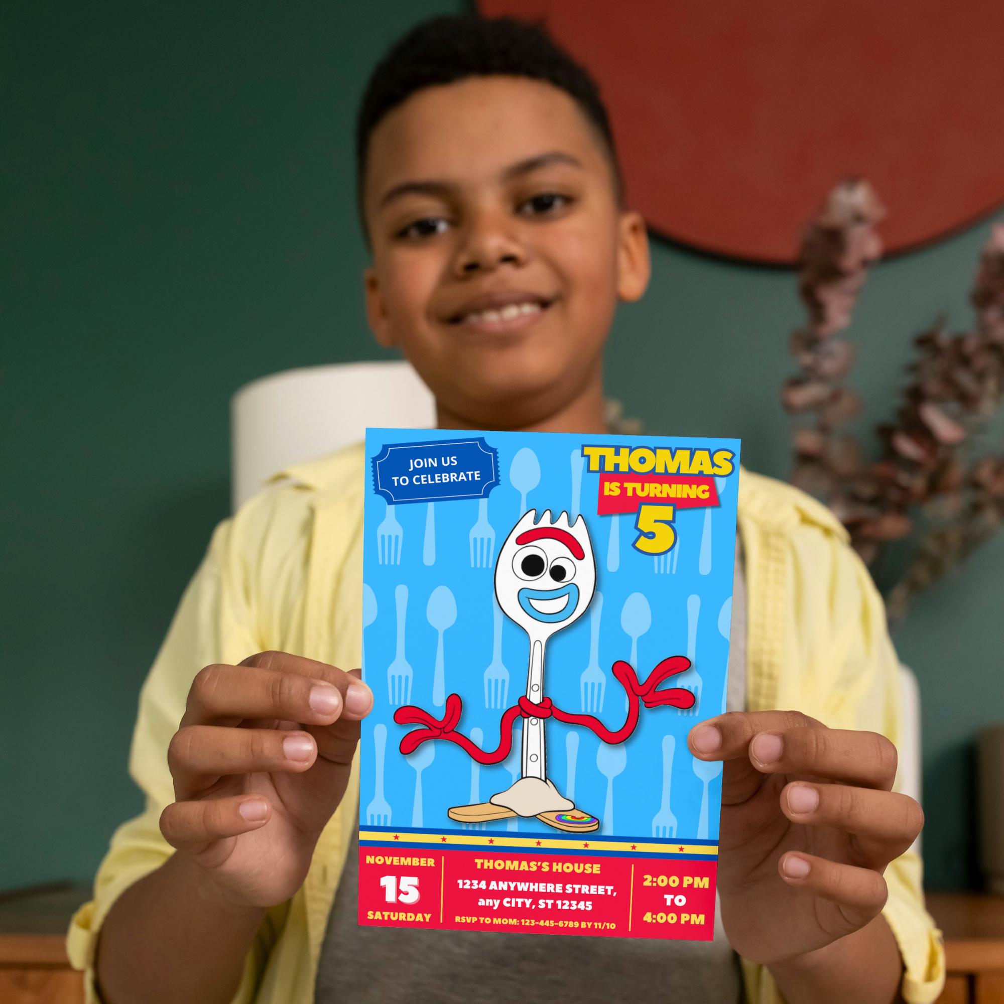Editable Forky Toy Story Birthday Invitation | Digital Party Invite ...