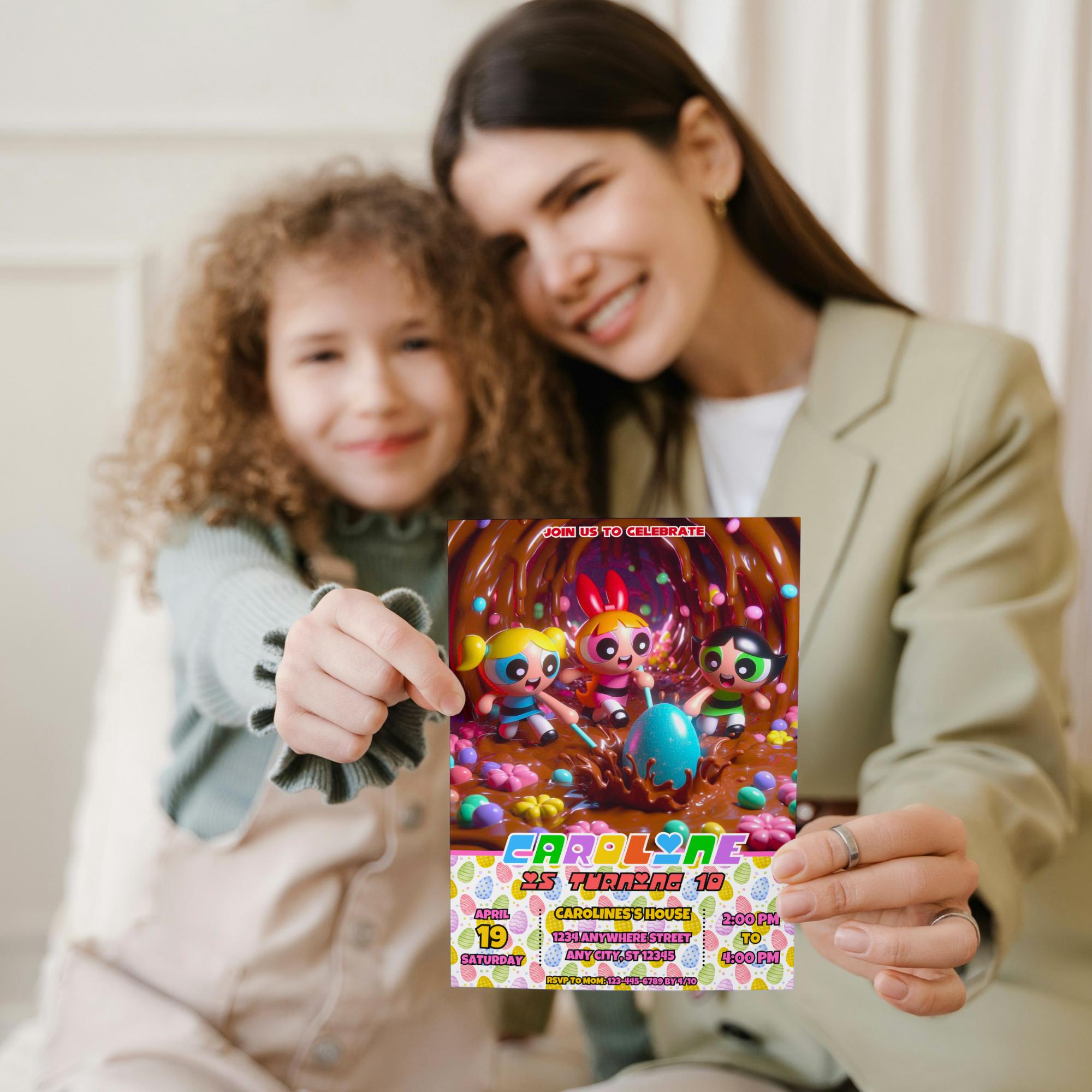 Editable Powerpuff Girls Easter Birthday Invitation | Powerpuff Girls ...