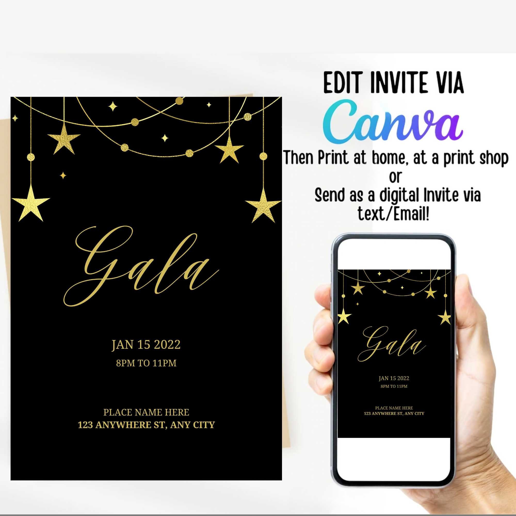 Gala Invitation,gala Night Invitation,diy Editable Flyer,grand Event ...