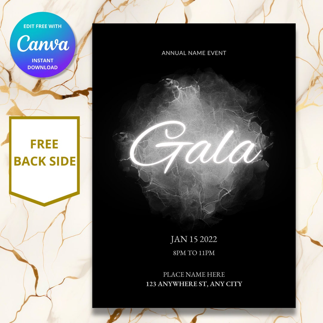 Gala Invitation, Gala Night Invitation, DIY Editable Flyer, Grand Event ...