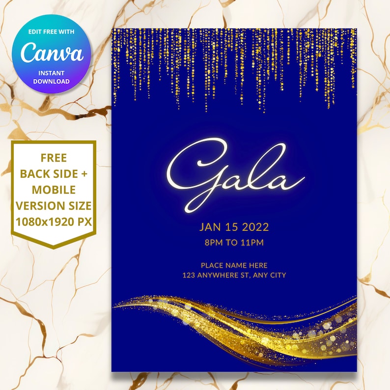 Gala Invitation, Gala Night Invitation, DIY Editable Flyer, Grand Event ...