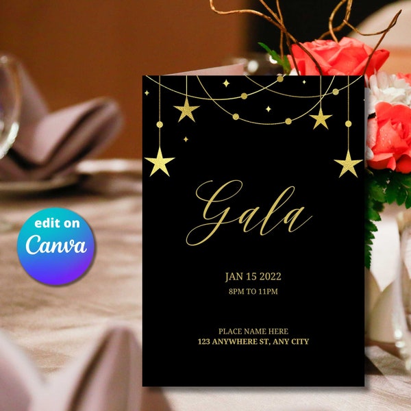 Editable Gala Night Party Invitation Gala Fundraiser Banquet Invitation ...