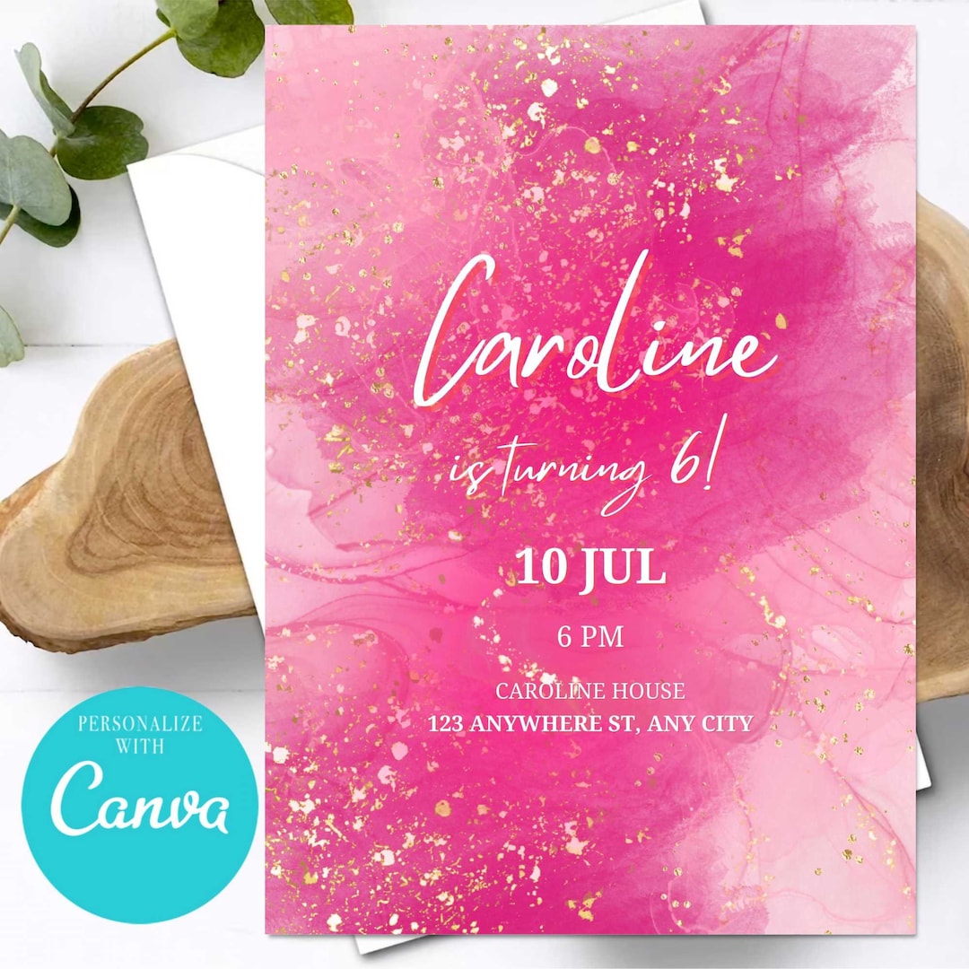 Editable Girl Birthday Invitation, Printable Colorful Card, Instant ...