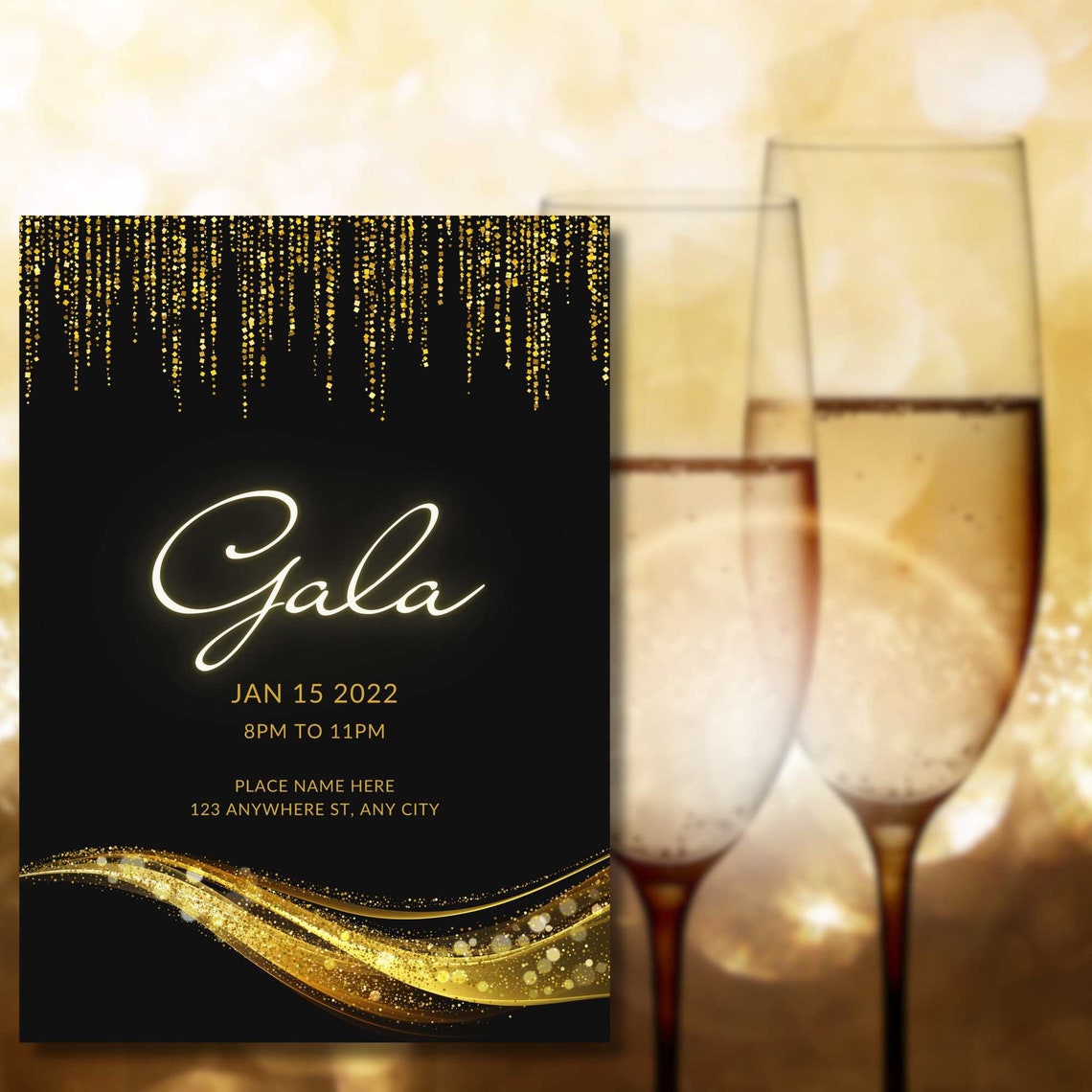 Gala Invitationgala Night Invitationdiy Editable Flyergrand - Etsy