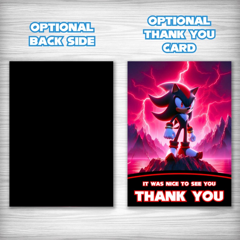 Ultimate Speed Sonic Shadow Birthday Invitation | Sonic the Hedgehog ...