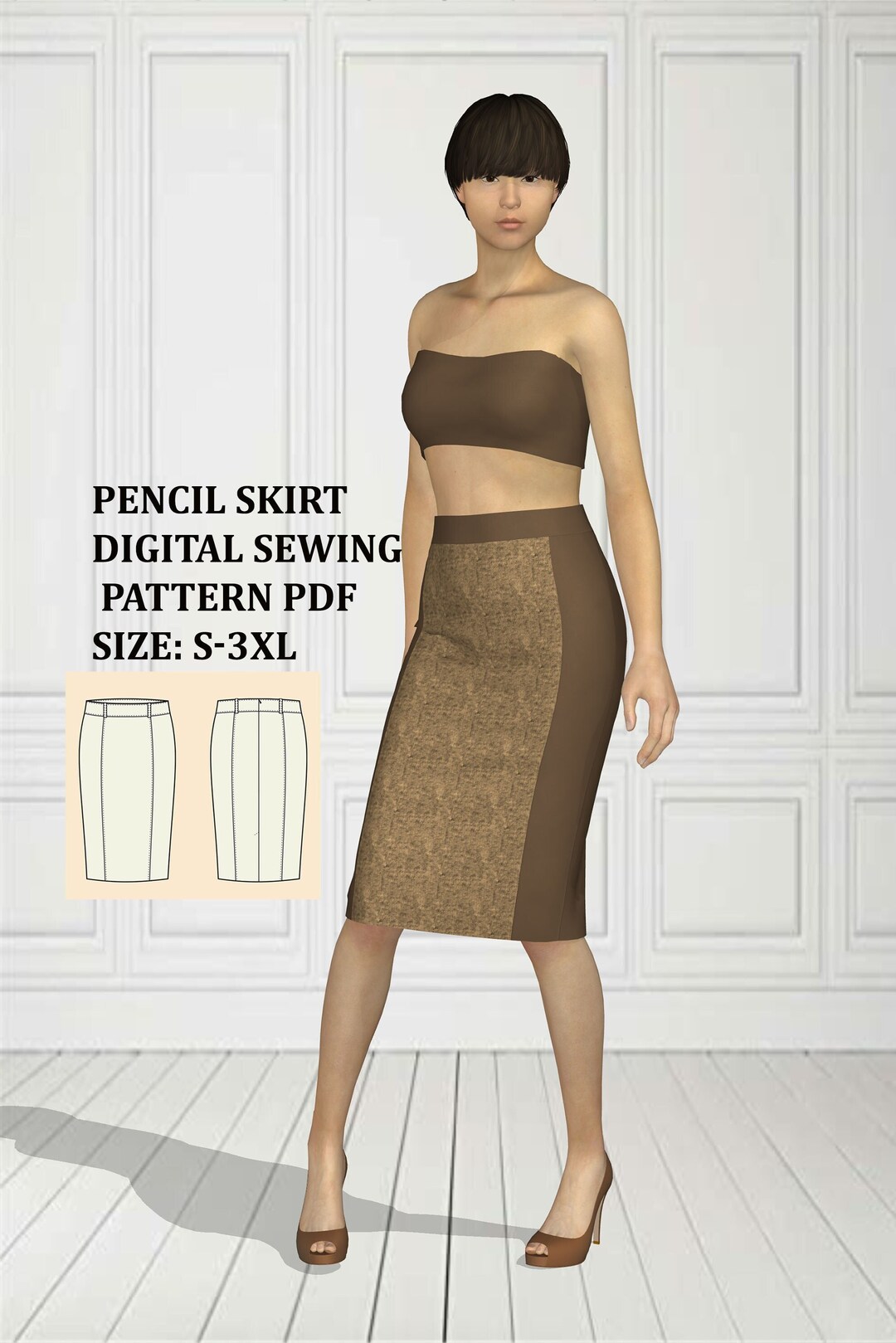 Pencil Skirt Pattern, Digital Pdf Instant Download, Size: S-3XL - Etsy