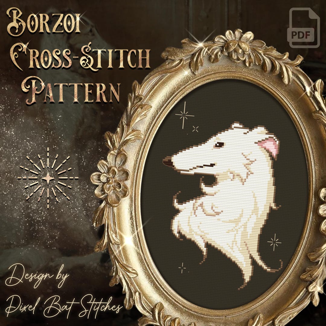 Borzoi - Cross Stitch Pattern PDF - Instant Download, Embroidery Design ...