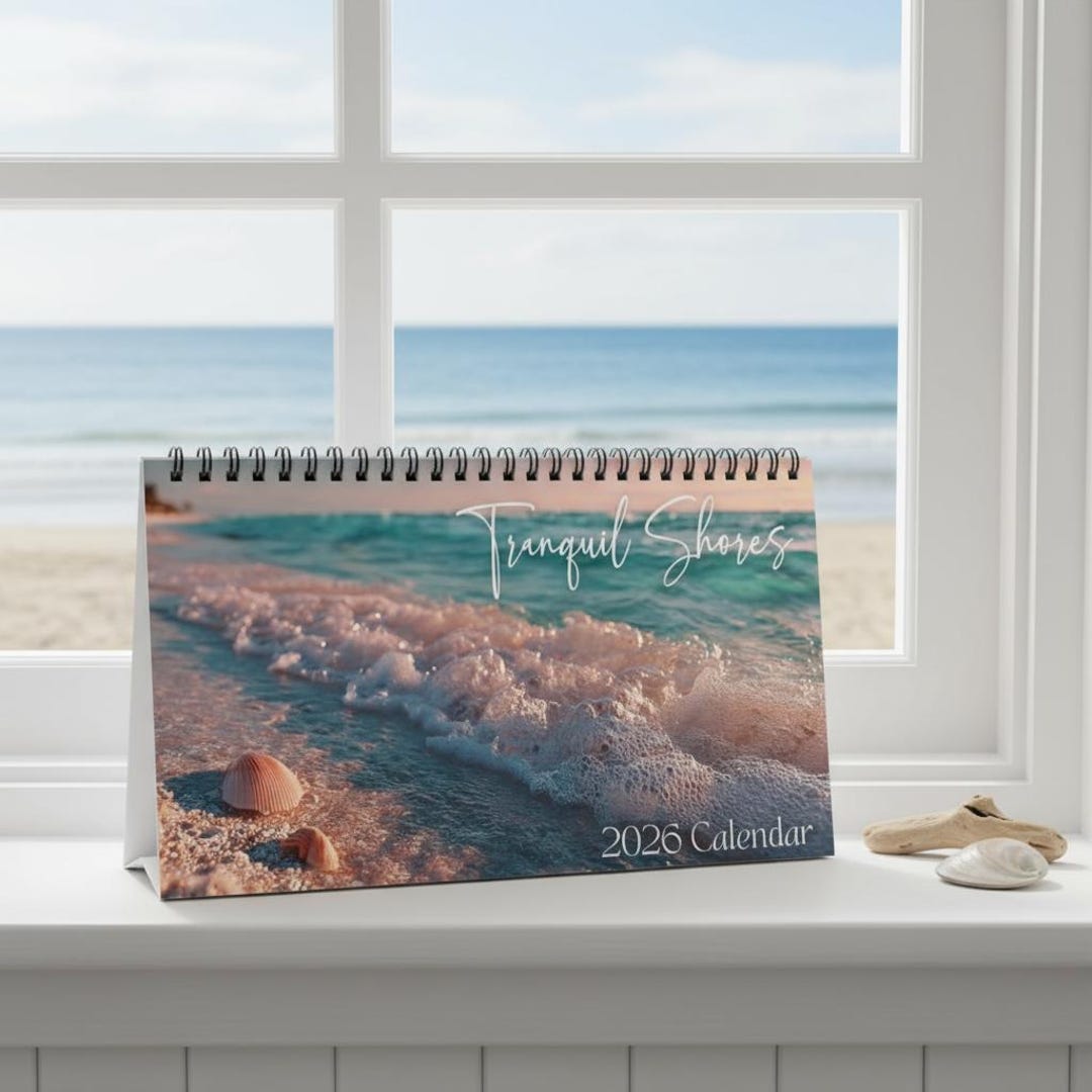 2026 Beach Desk Calendar, Cubicle Decor, Family Calendar, 12 Month ...