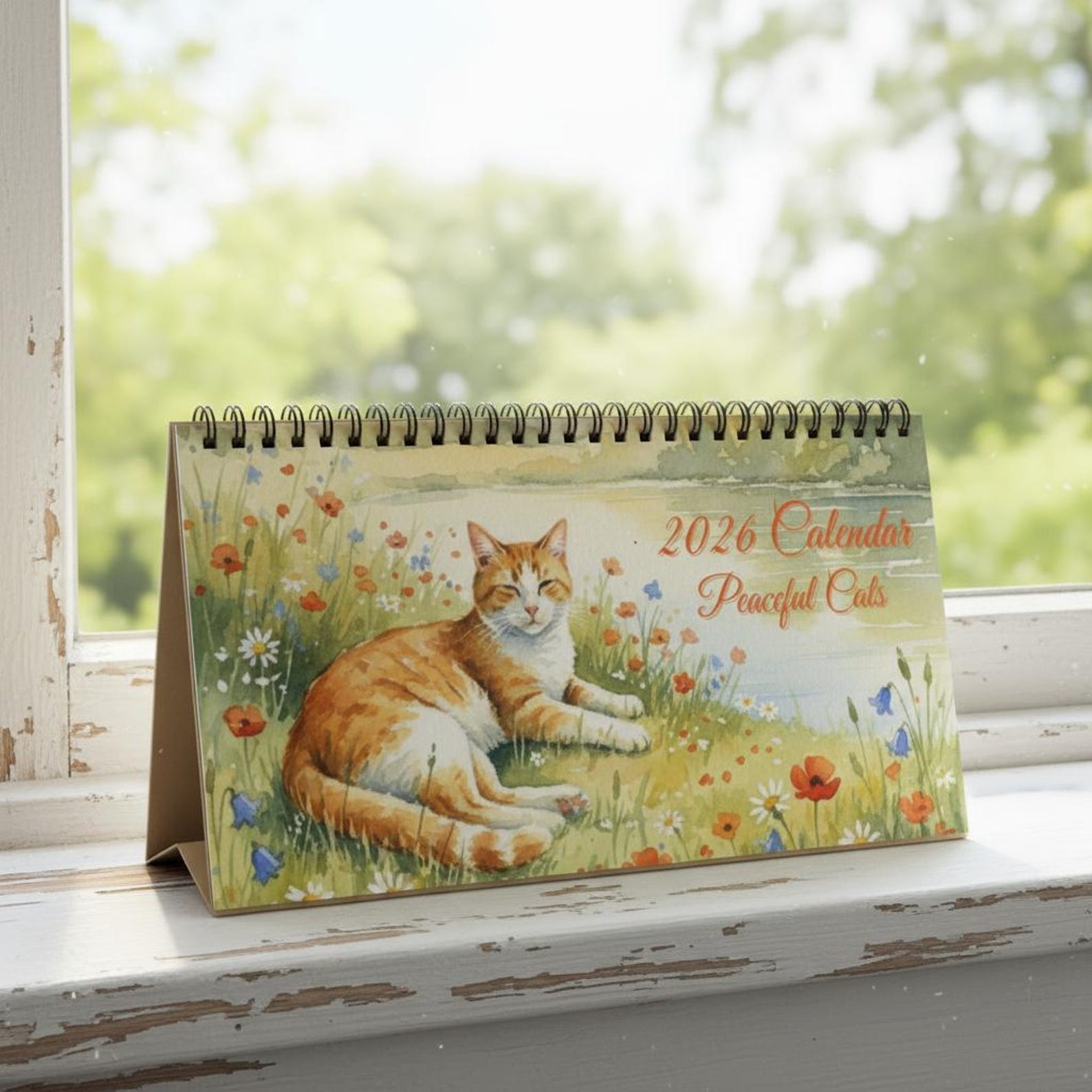 Cat Desk Calendar, Cubicle Decor, Relaxing Cats, 2026 Desk Calendar ...