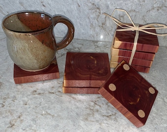 Handmade Rustic Cedar Coasters Set of 6 - Etsy
