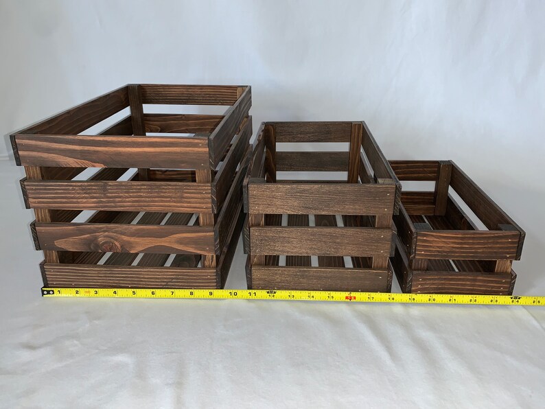 Set of 3 Wooden Nesting Crates, Stackable Boxes, Rustic Farmhouse Decor ...