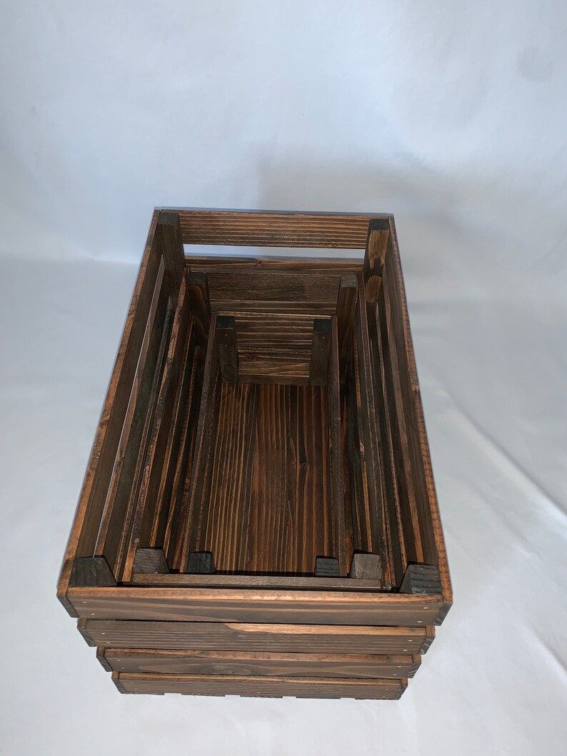 Set of 3 Wooden Nesting Crates, Stackable Boxes, Rustic Farmhouse Decor ...