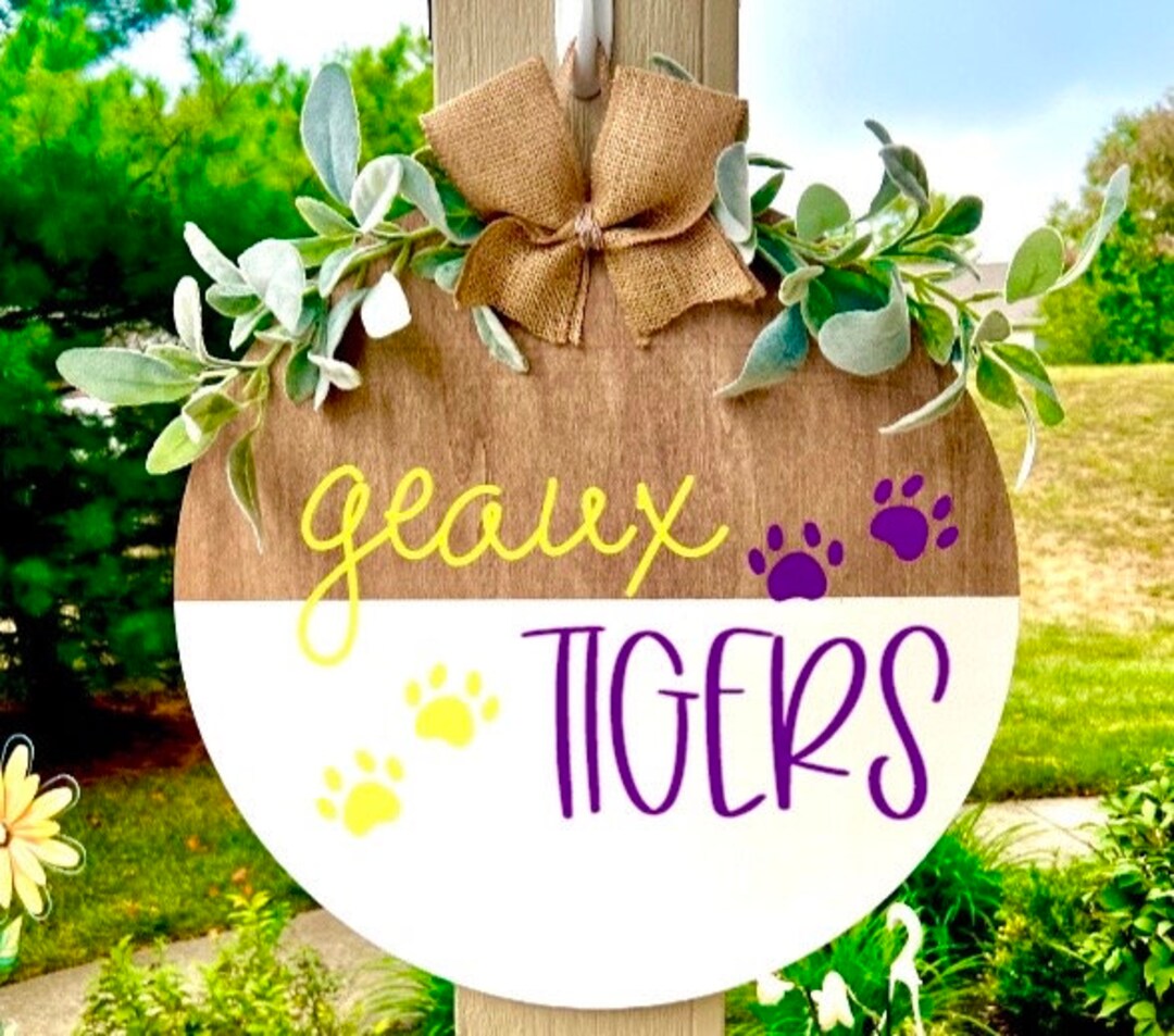 LSU Tigers Door Hanger Lsu Football Sign Geaux Tigers - Etsy