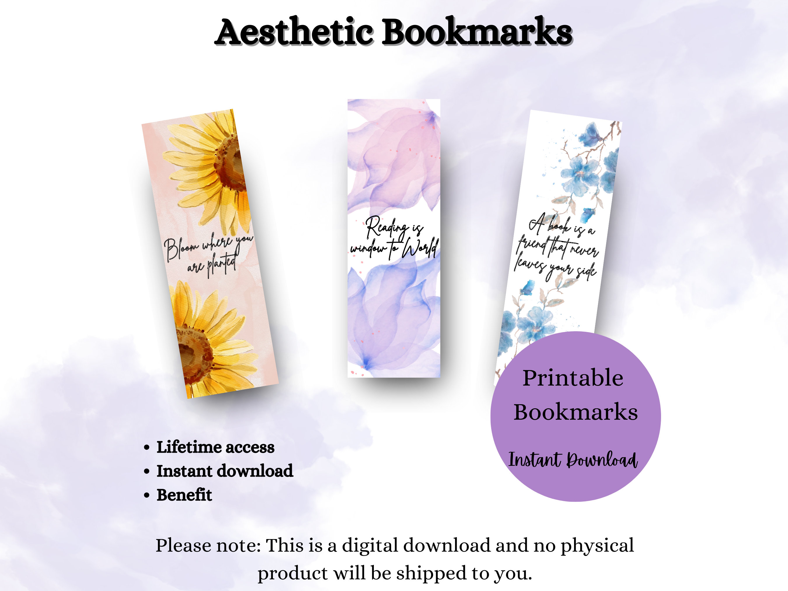 Printable Bookmarks Aesthetic Bookmark Flower Bookmarks Boho Quotes ...
