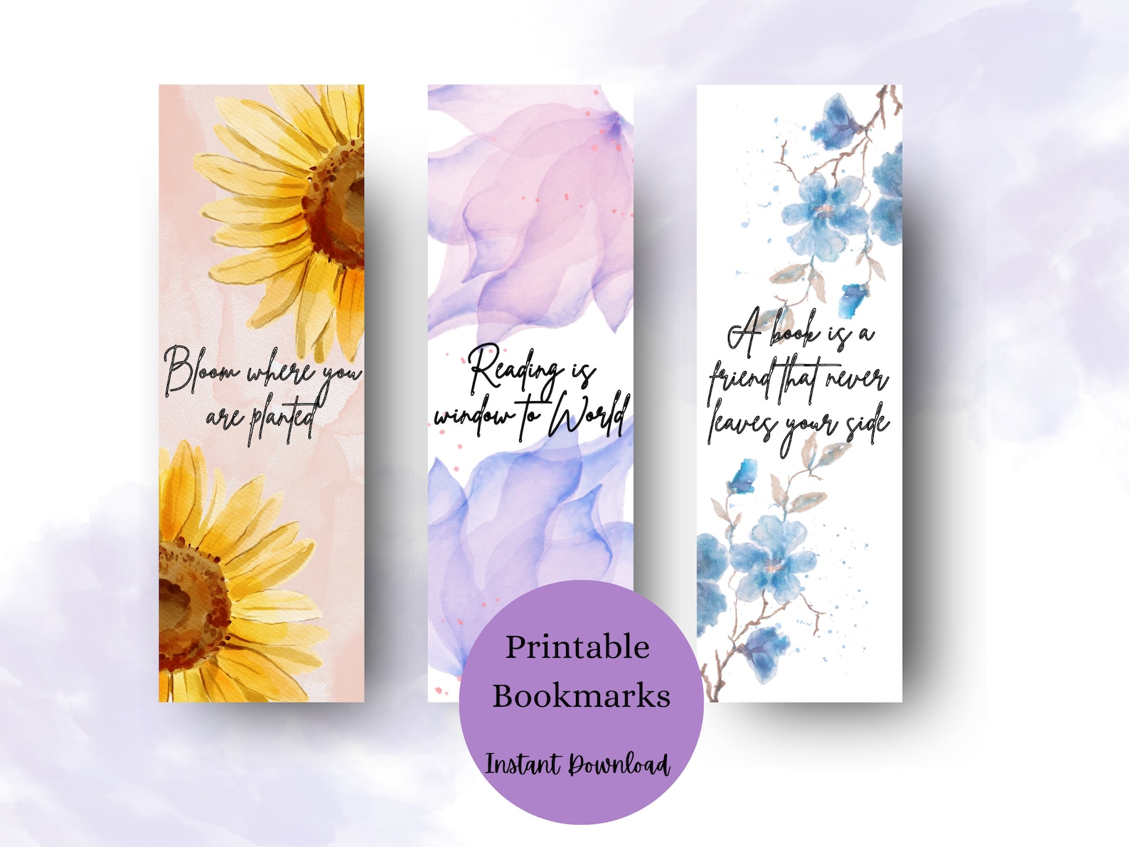 Printable Bookmarks Aesthetic Bookmark Flower Bookmarks Boho Quotes ...