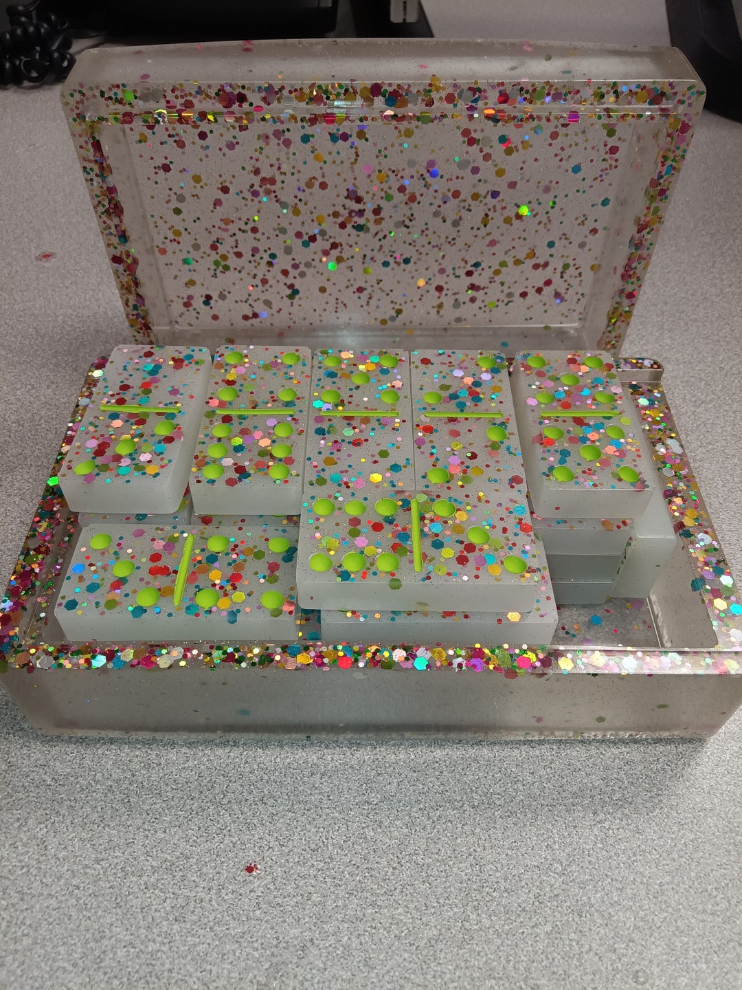 White Resin Domino Set. Glows in the Dark. - Etsy