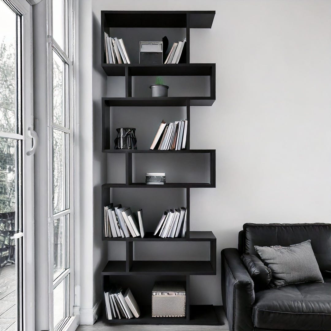 Asymmetrical Bookshelf Floor Bookshelf Storage Shelves Modern Bookshelf ...