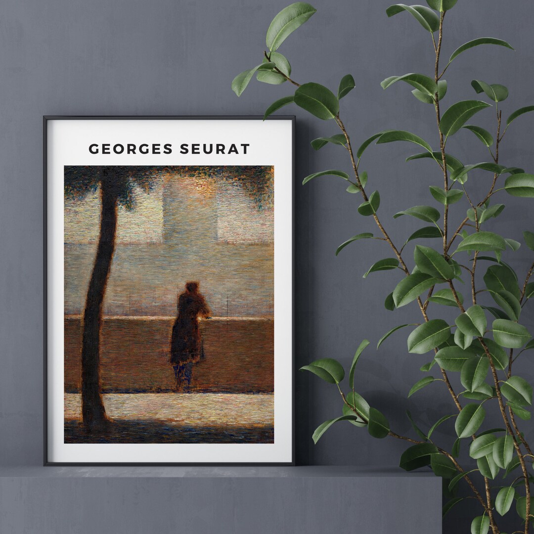 Seurat Print, Seurat Digital Art, Digital Download, Man on a Parapet ...