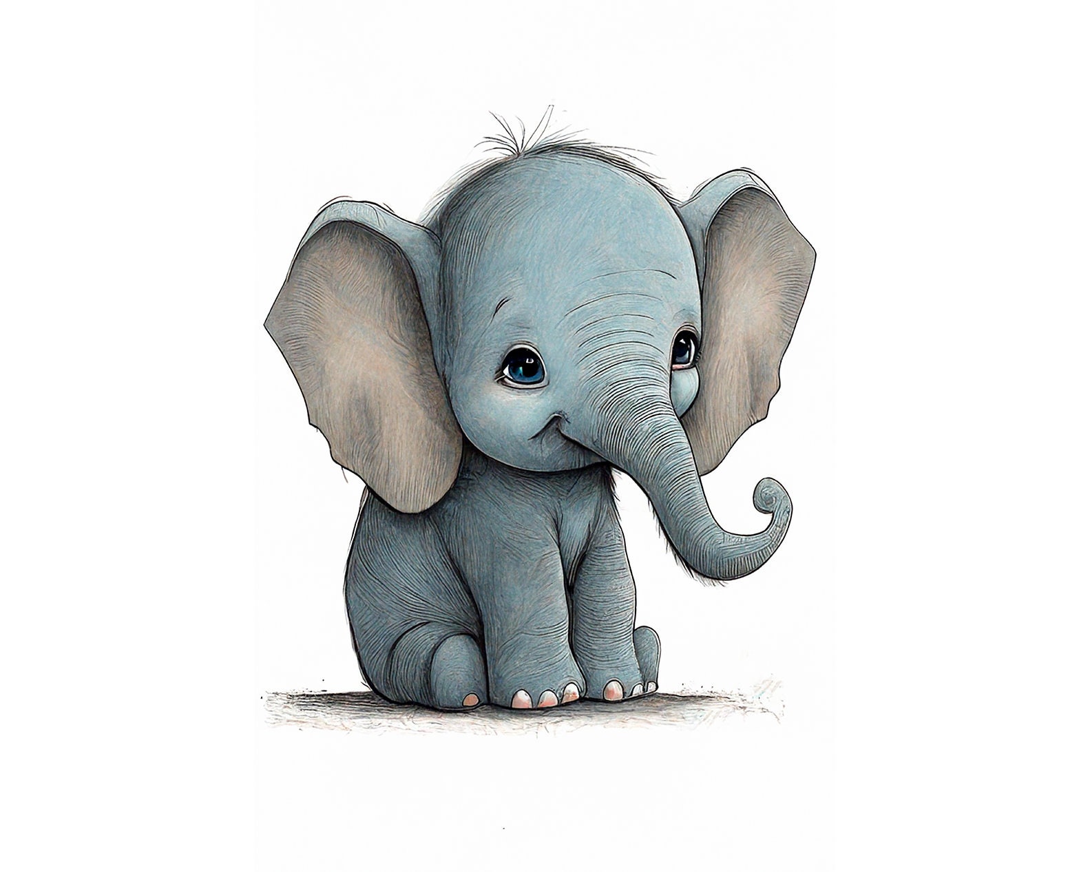 Cute Cartoon Elephant Drawing