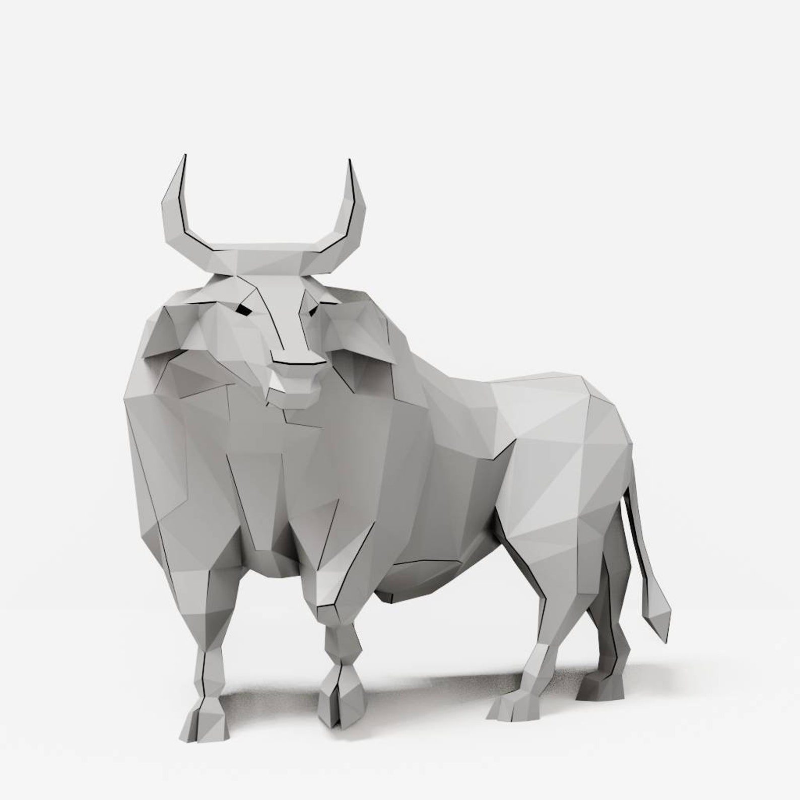 Posing Bull, Papercraft Bull, 3D Papercraft Bull Template | Low Poly ...