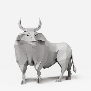 Posing Bull, Papercraft Bull, 3D Papercraft Bull Template | Low Poly ...
