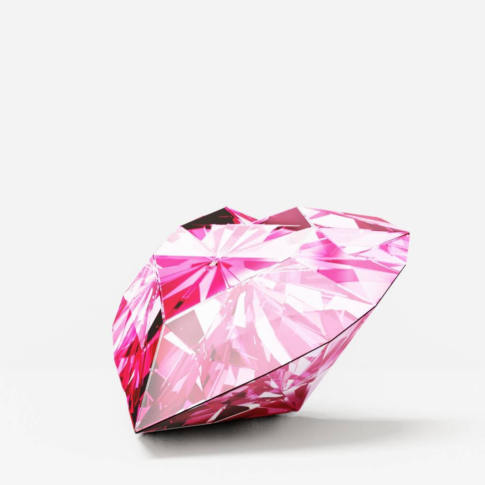 Large Heart Diamond DIY Kit Papercraft Template, Heart Red Diamond 3D ...