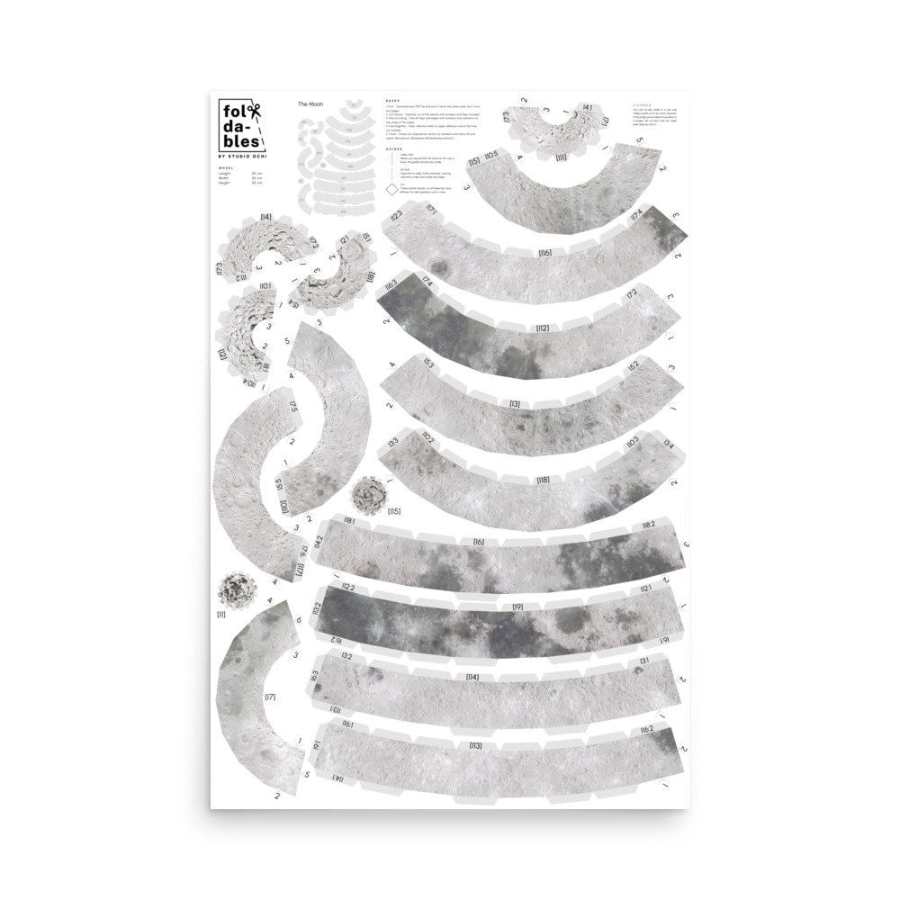 The Moon DIY Papercraft Kit Large Template, Star Diamond 3D Papercraft ...