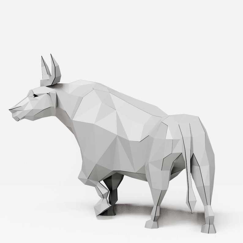 Posing Bull, Papercraft Bull, 3D Papercraft Bull Template | Low Poly ...