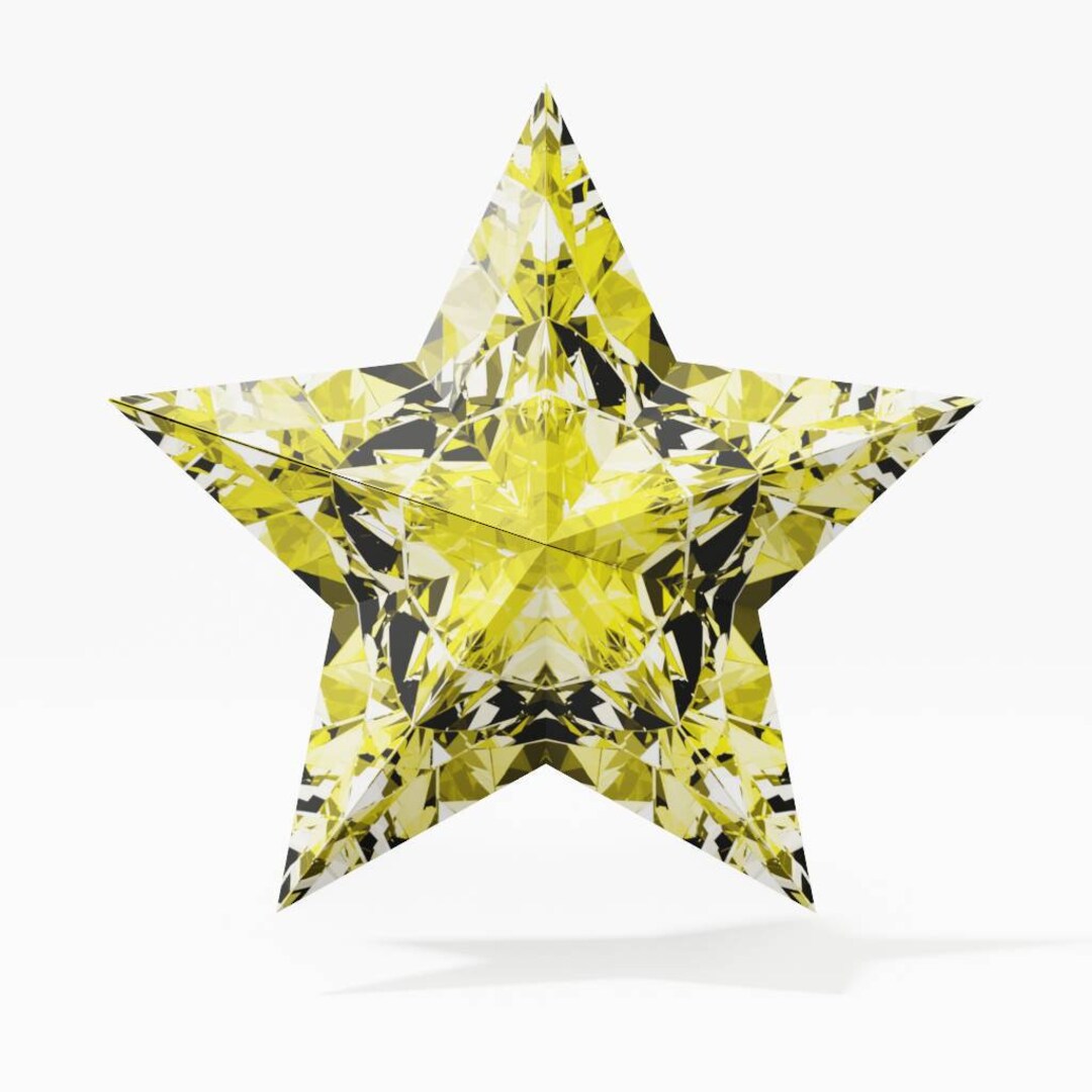 Yellow Star Diamond DIY Papercraft Template, 3D Low Poly (printed) - Etsy