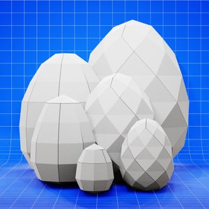 6 Eggs Pack, Papercraft, Easter, 3D Papercraft Egg Template, Low Poly ...