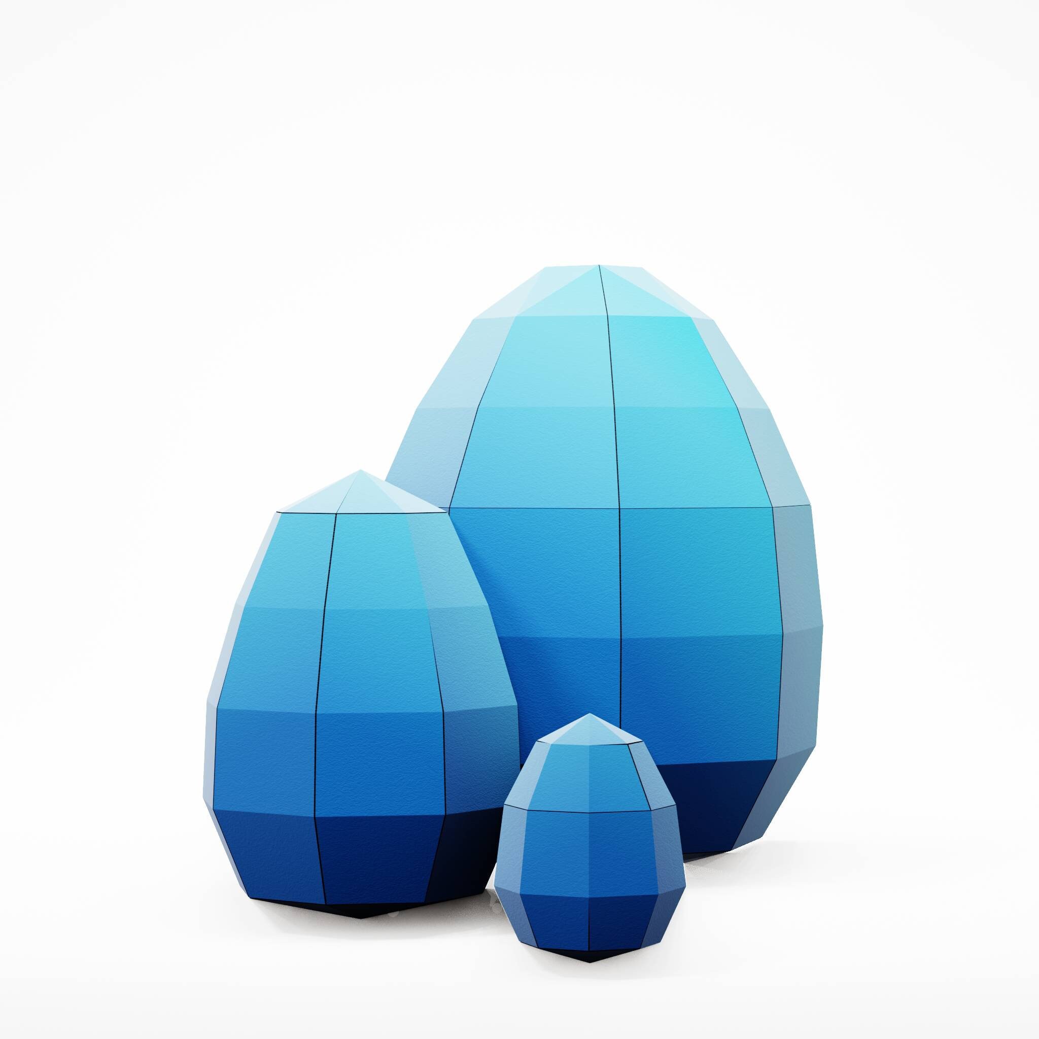 6 Eggs Pack, Papercraft, Easter, 3D Papercraft Egg Template, Low Poly ...