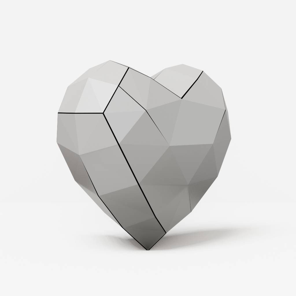 Heart, Papercraft Heart, 3D Papercraft Heart Template | Low Poly Heart ...