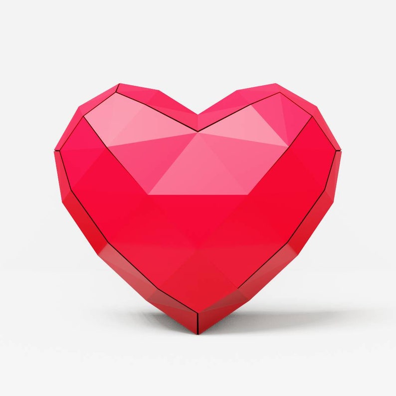 Heart, Papercraft Heart, 3D Papercraft Heart Template | Low Poly Heart ...