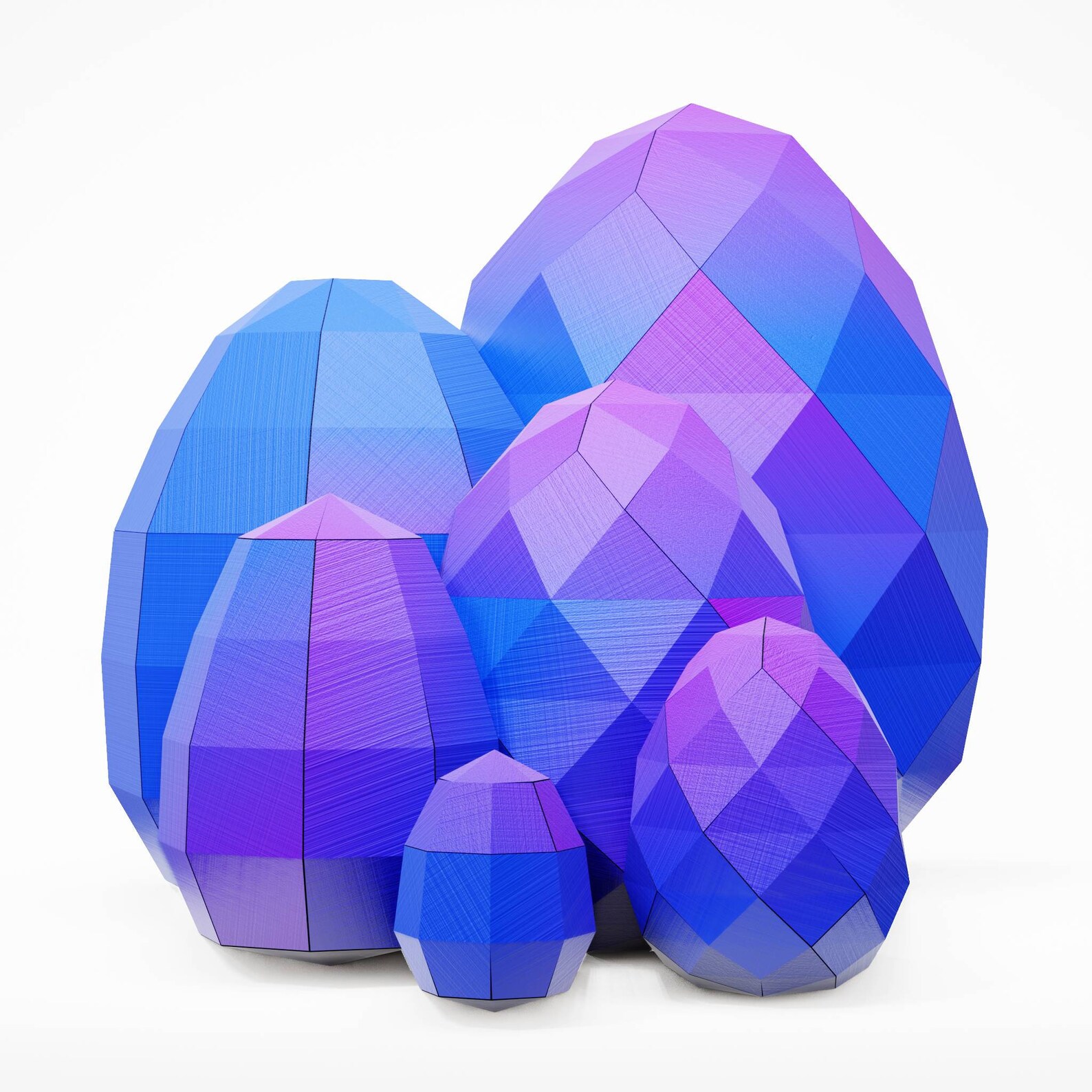 6 Eggs Pack, Papercraft, Easter, 3D Papercraft Egg Template, Low Poly ...