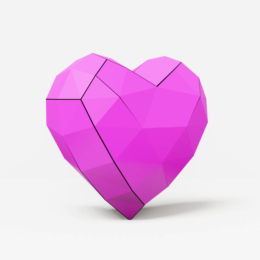 Heart, Papercraft Heart, 3D Papercraft Heart Template | Low Poly Heart ...