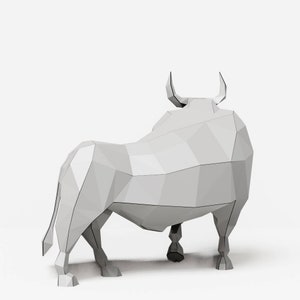Posing Bull, Papercraft Bull, 3D Papercraft Bull Template | Low Poly ...