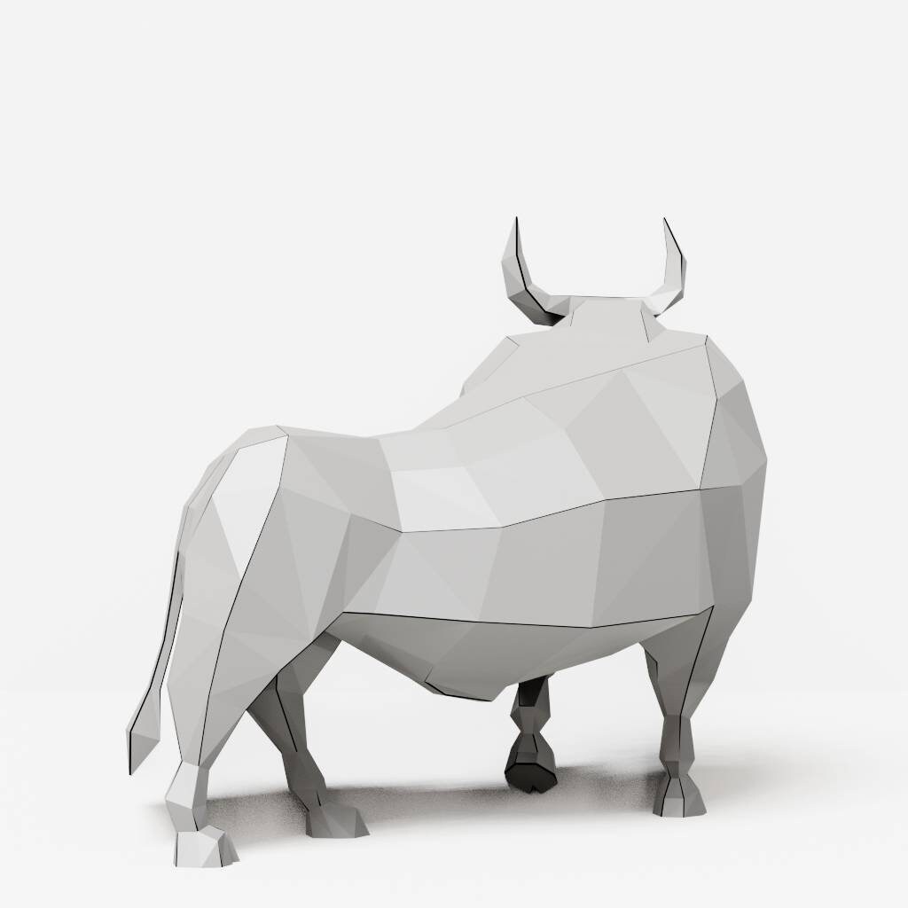 Posing Bull, Papercraft Bull, 3D Papercraft Bull Template | Low Poly ...