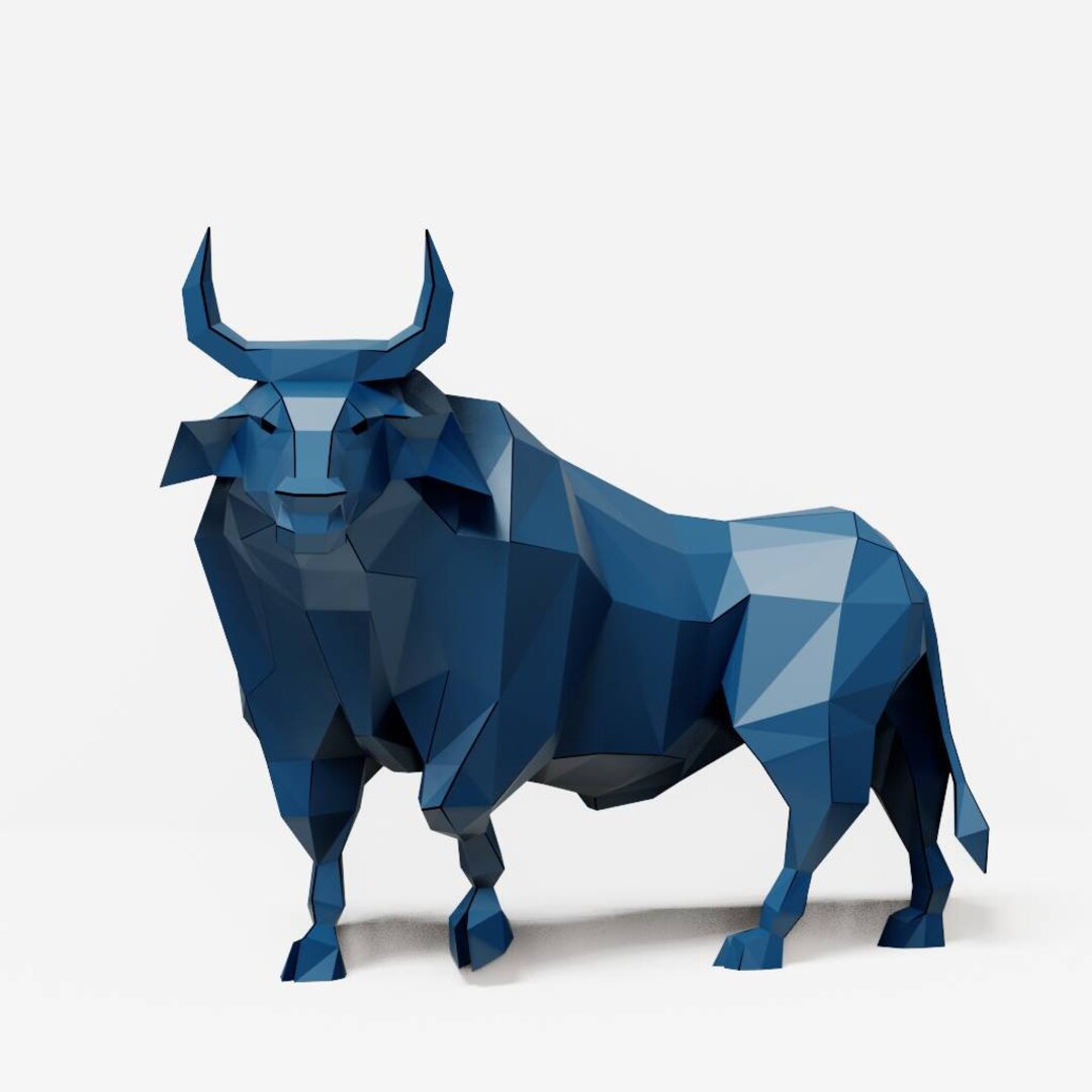 Posing Bull, Papercraft Bull, 3D Papercraft Bull Template | Low Poly ...