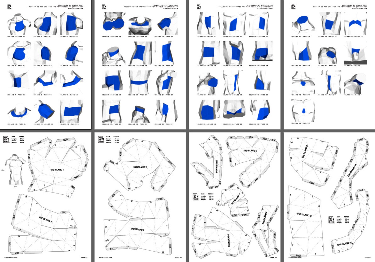 Man Torso Papercraft Sculpture, 3D Papercraft Man Torso Template | Low ...