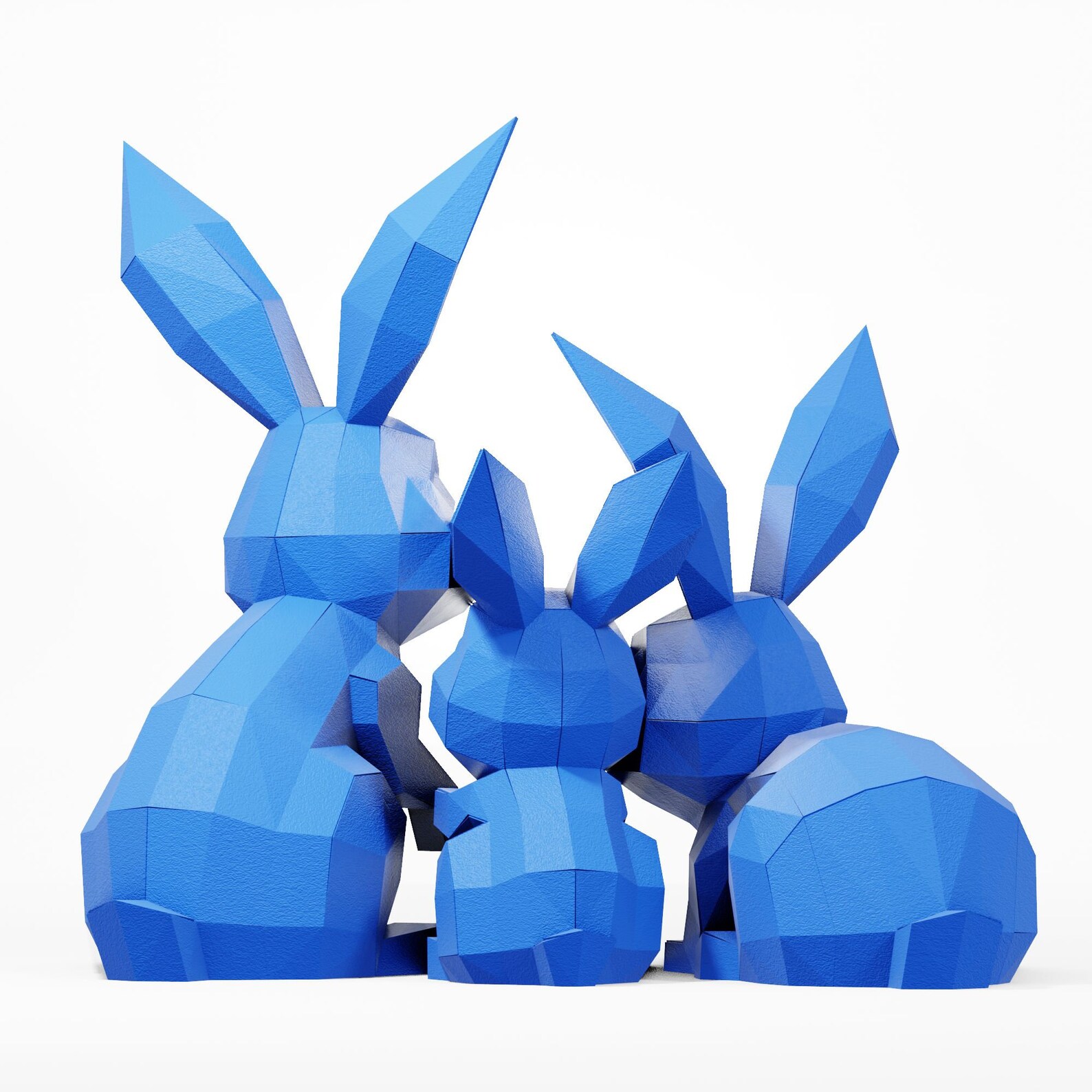 Easter Bunnies & Eggs Papercraft Kit Template Paper Craft Rabbit 3D Low Poly Easter Egg Bunny ...