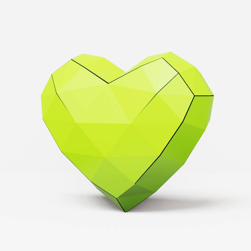 Heart, Papercraft Heart, 3D Papercraft Heart Template | Low Poly Heart ...