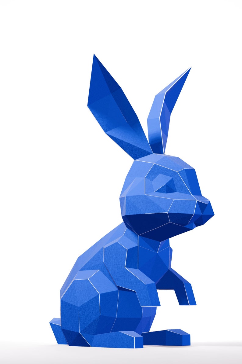 Easter Bunnies & Eggs Papercraft Kit Template Paper Craft Rabbit 3D Low Poly Easter Egg Bunny ...